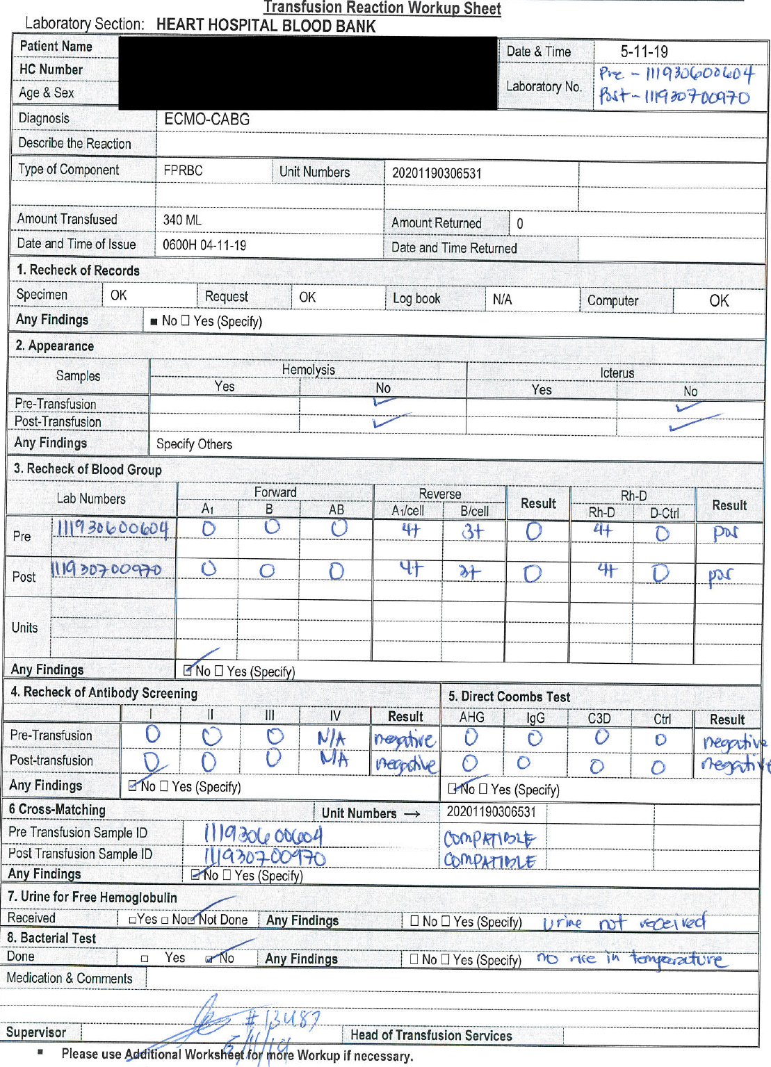 Transfusion Reaction Workup Form – Dr. Zeyd Merenkov