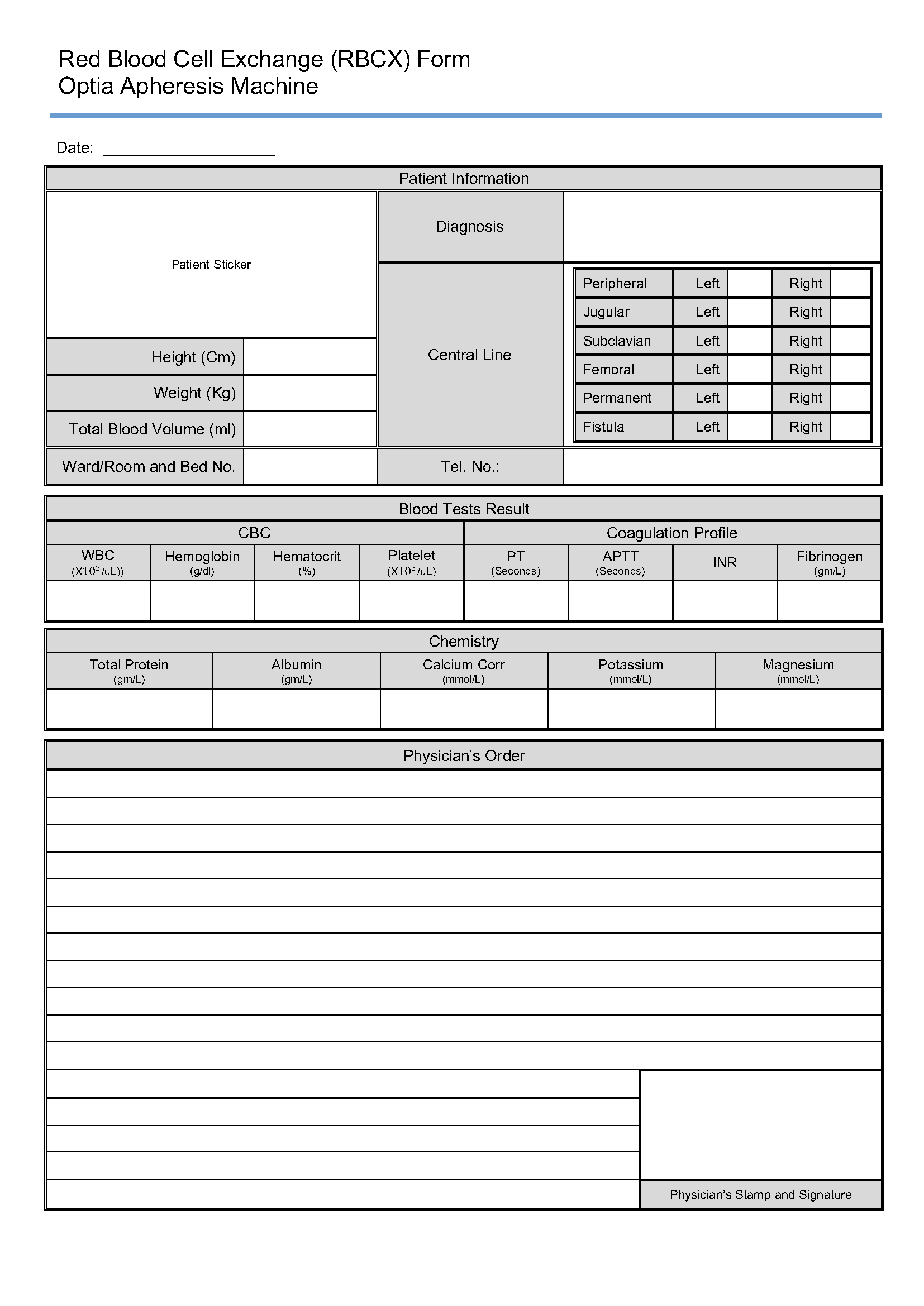 Sample RBC Exchange Form – Dr. Zeyd Merenkov