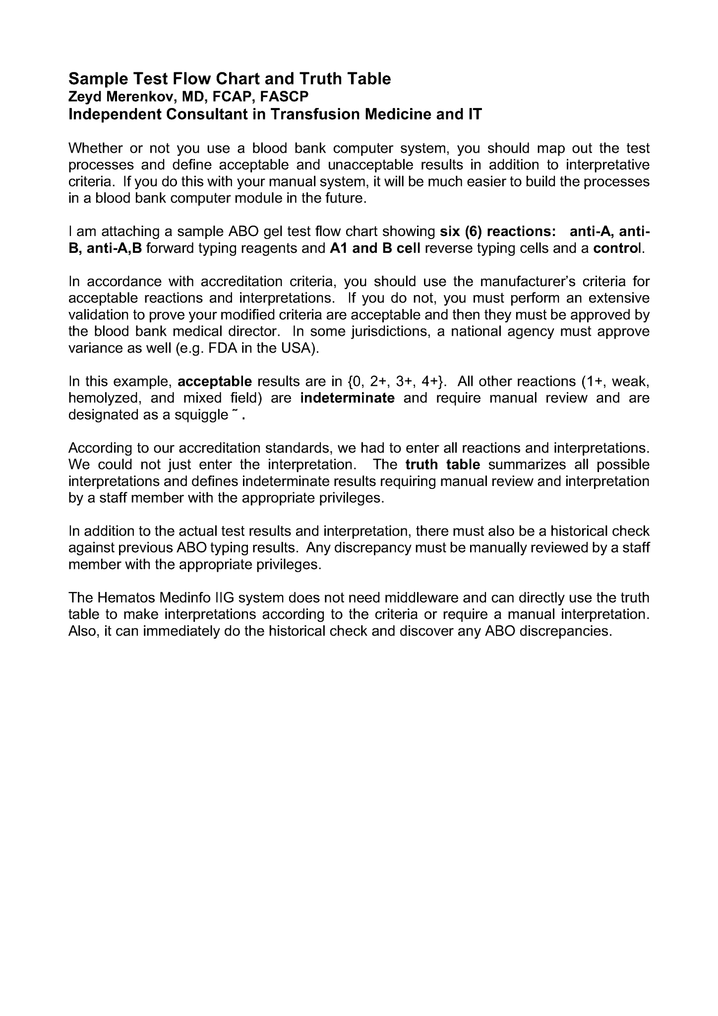 Sample Test Flow Chart and Truth Table – Dr. Zeyd Merenkov