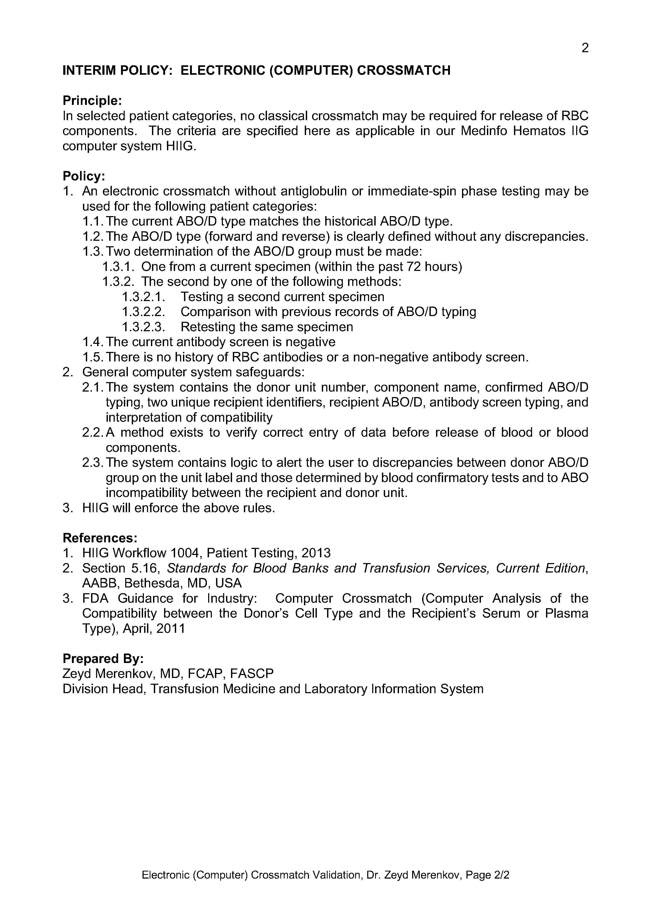 Electronic Crossmatch Validation – Dr. Zeyd Merenkov
