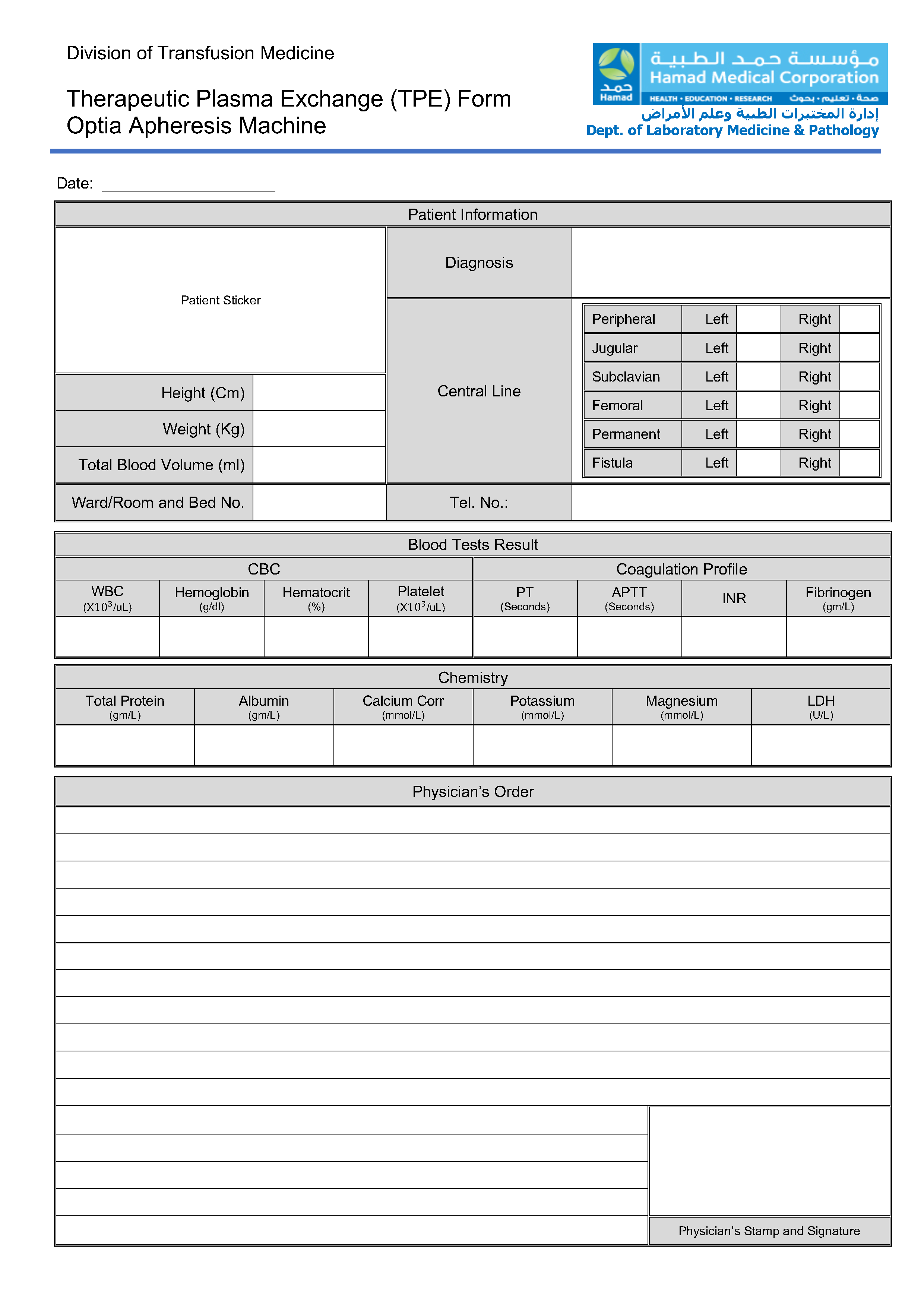 Sample Therapeutic Apheresis Form – Dr. Zeyd Merenkov