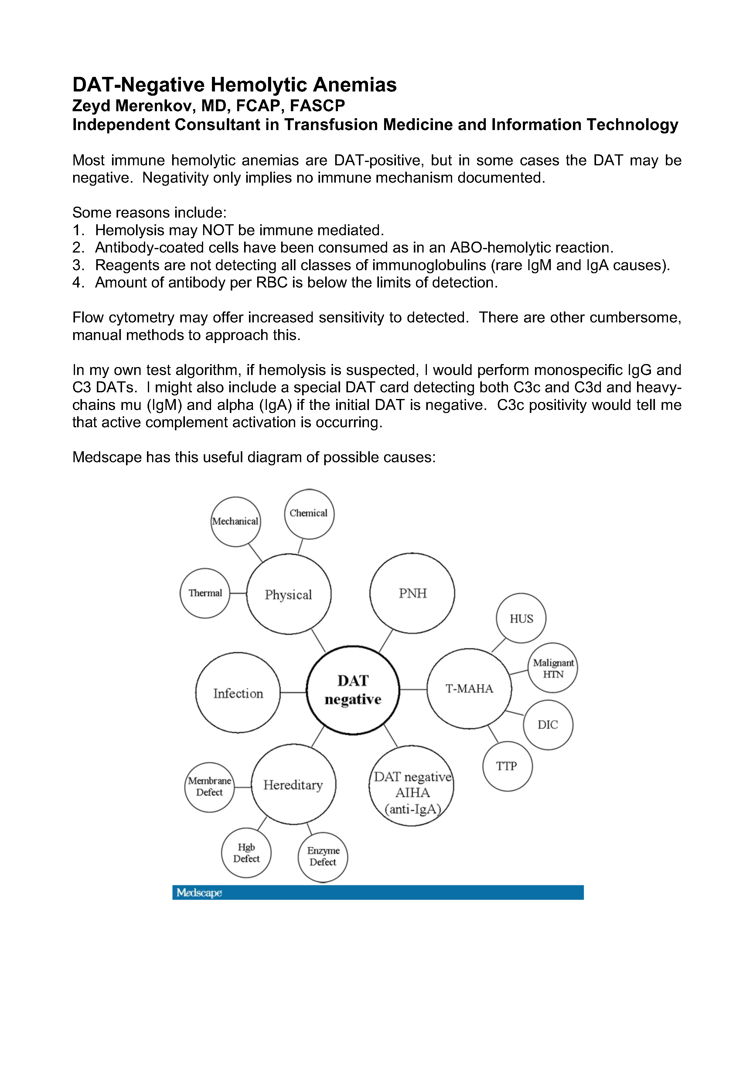 DAT-Negative Hemolytic Anemias – Dr. Zeyd Merenkov