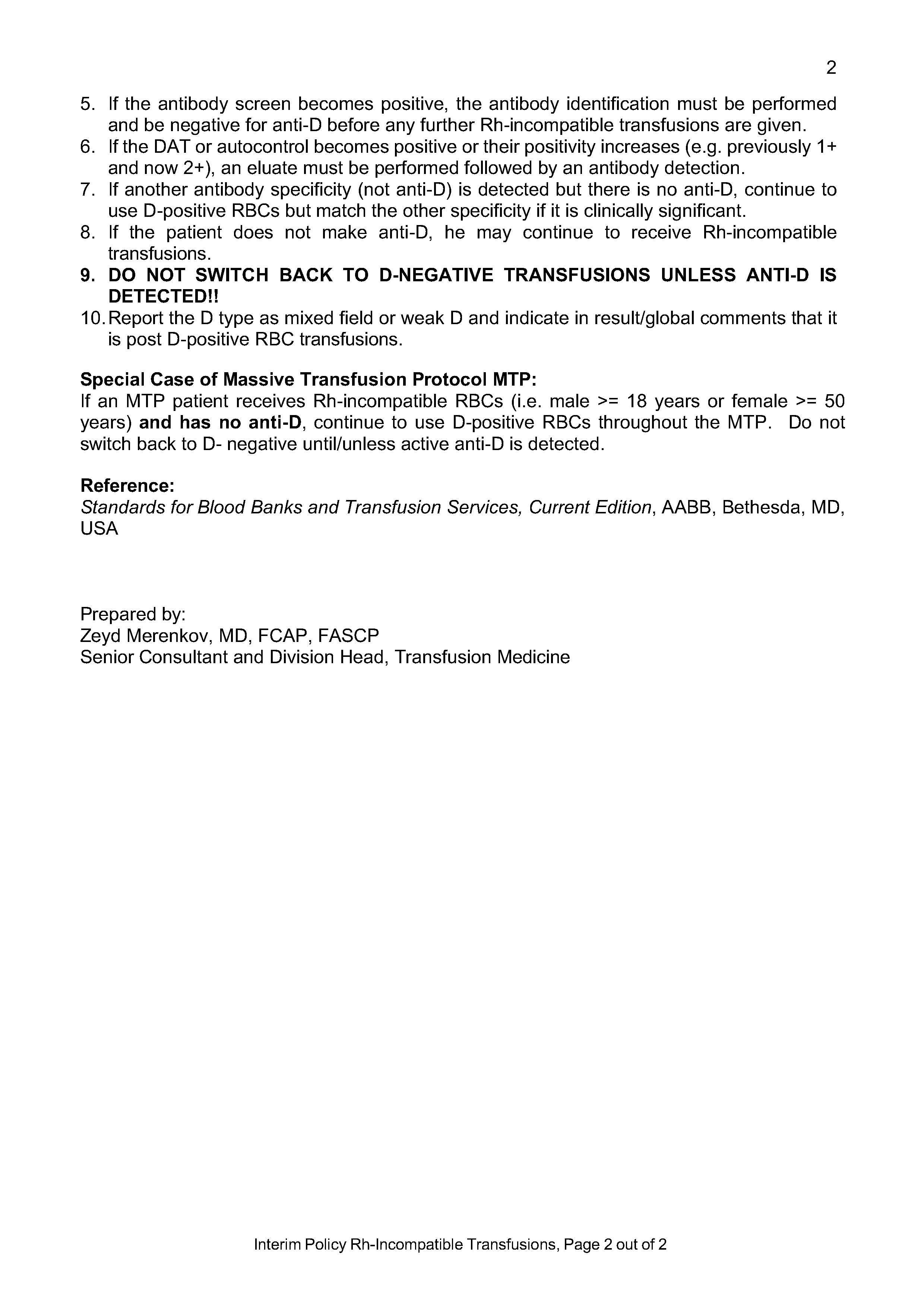 Rh(D)-Incompatible RBC Transfusions – Dr. Zeyd Merenkov