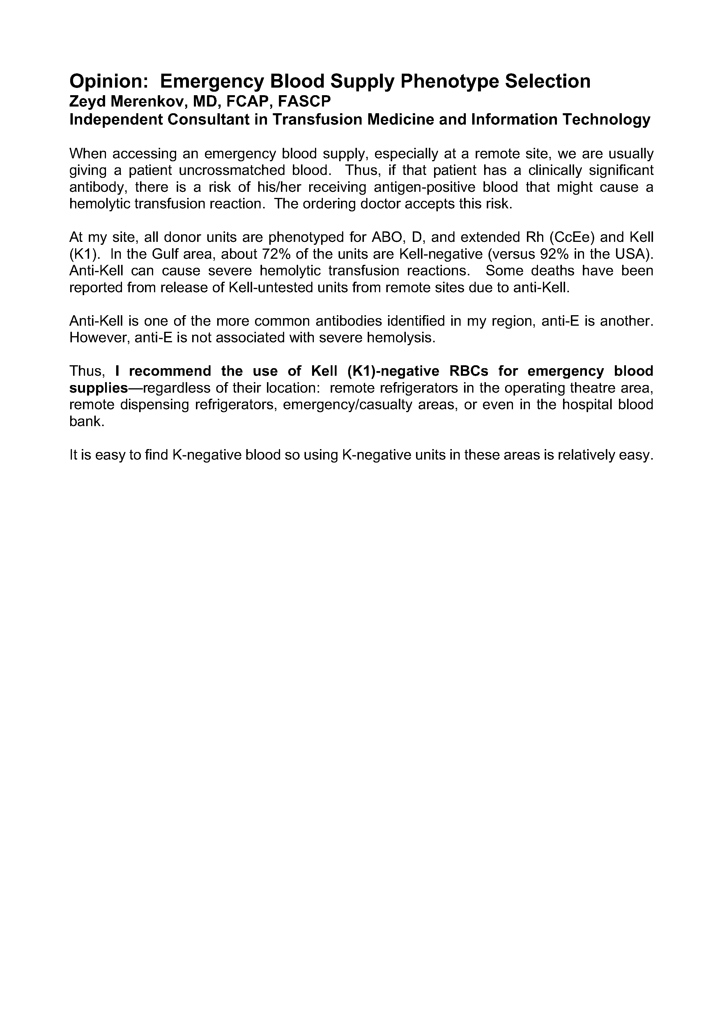 Emergency Blood Supply Phenotype Selection – Dr. Zeyd Merenkov