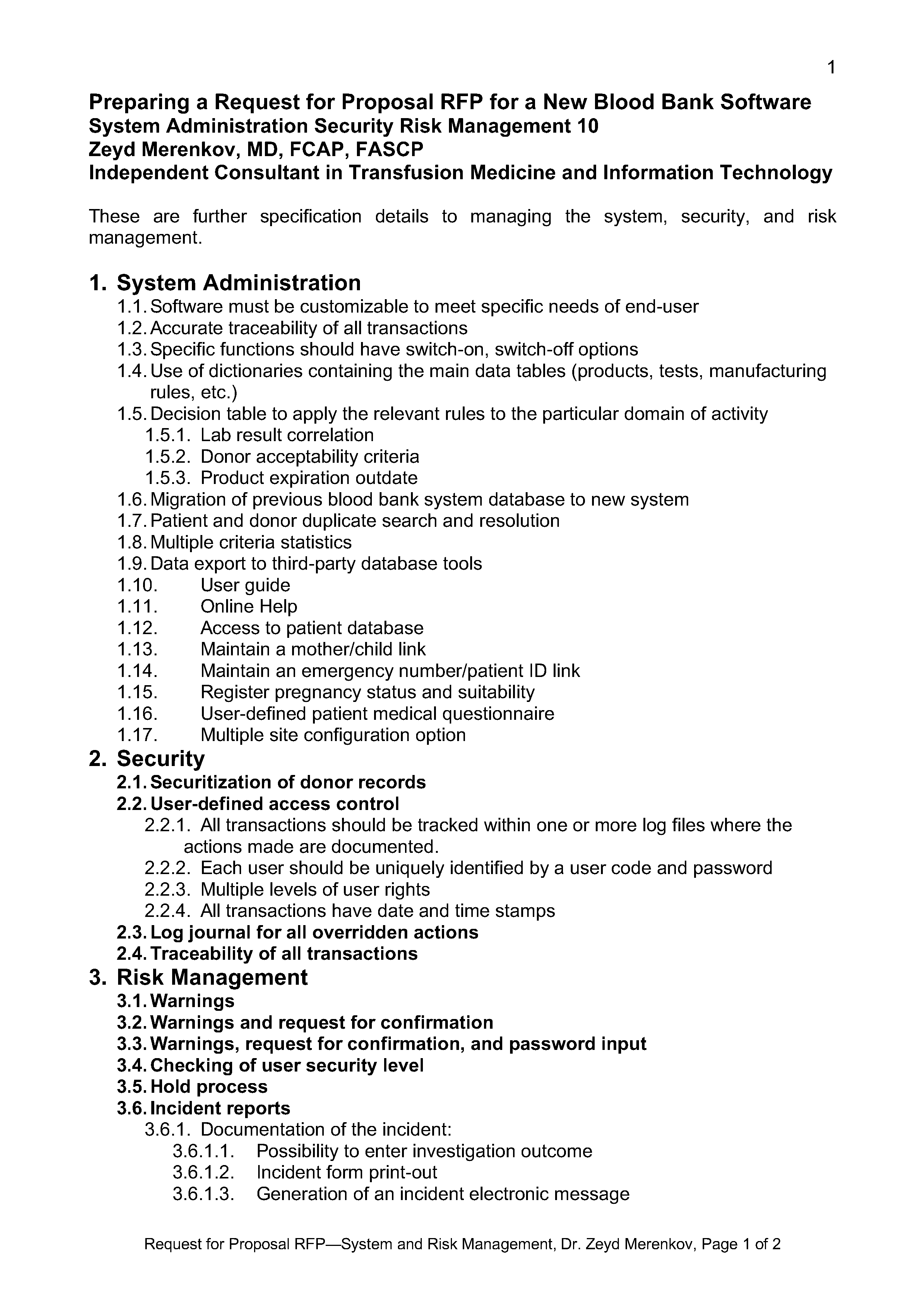 Preparing a Request for Proposal RFP for Blood Bank Software 10 Systems ...