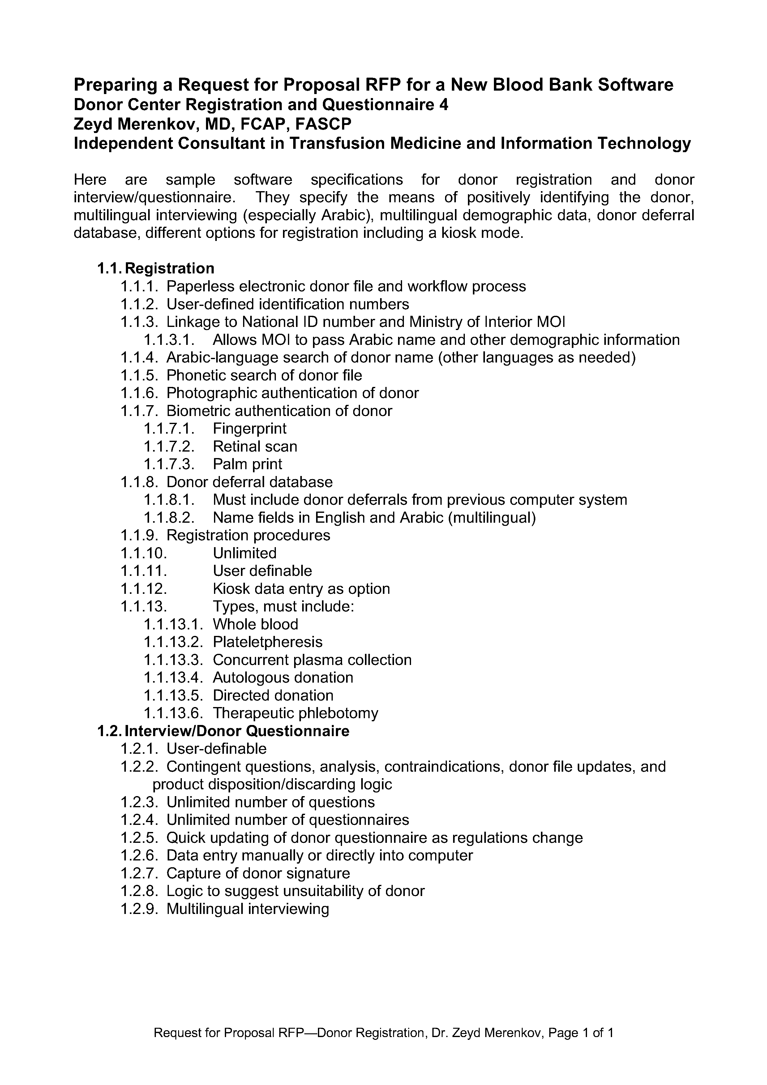 Preparing a Request for Proposal RFP for Blood Bank Software 4 Donor ...