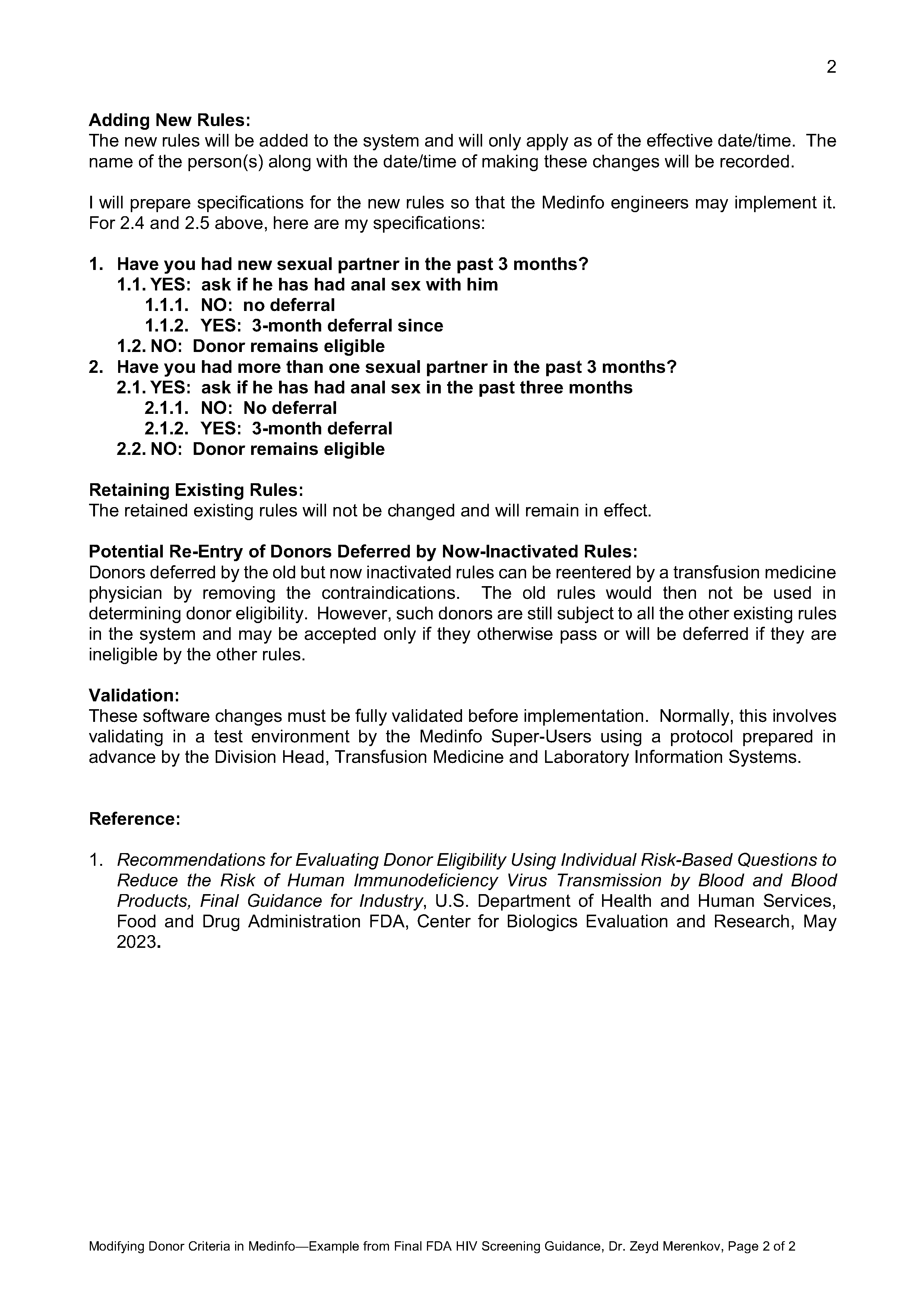 Individual Risk Assessment for HIV–Version for May, 2023 CBER Final ...