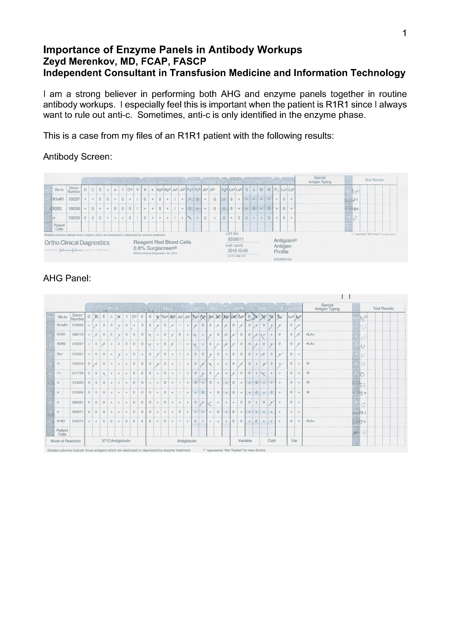 Importance of Enzyme Panel: Anti-S and anti-c – Dr. Zeyd Merenkov