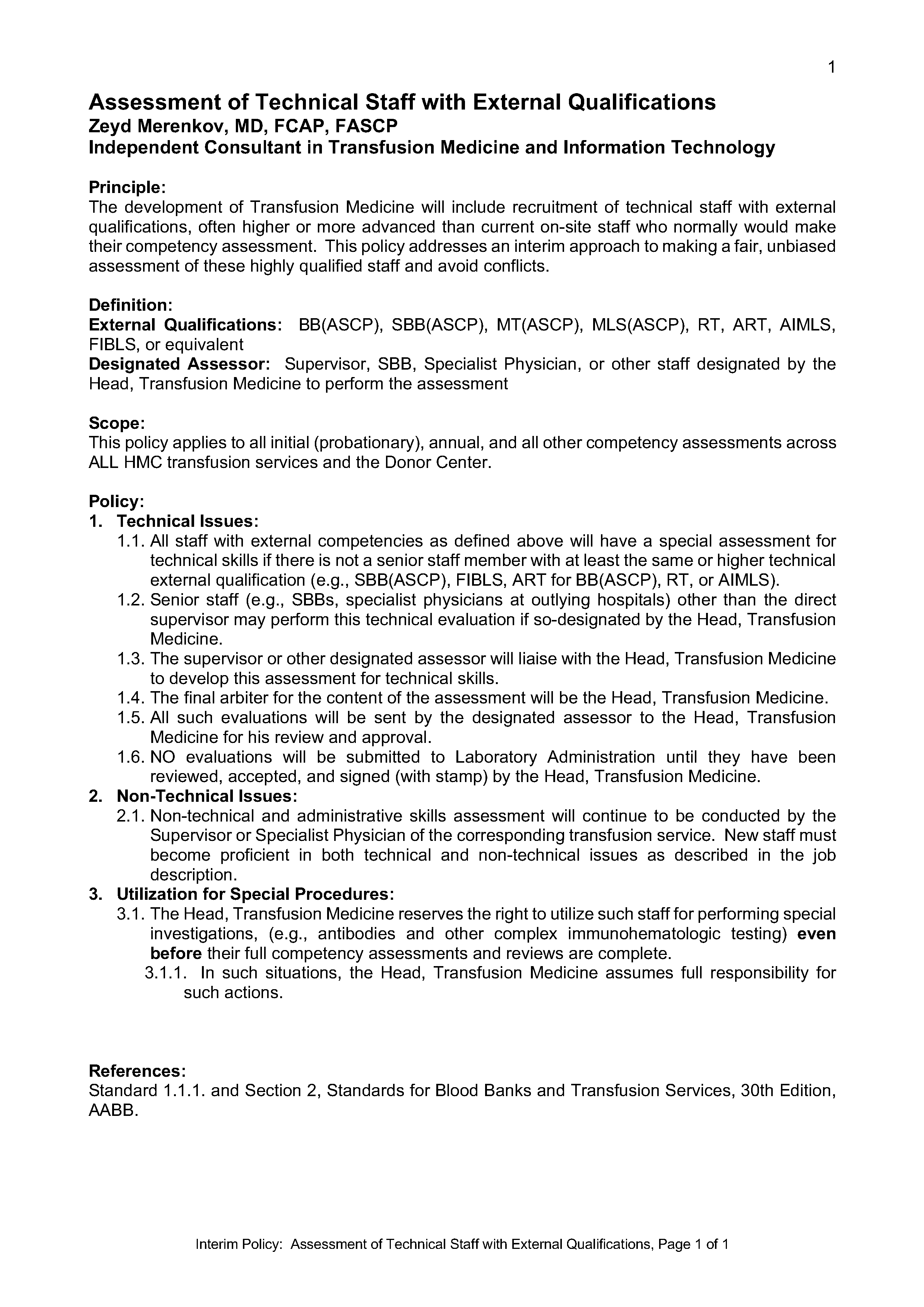 External Qualification Assessment – Dr. Zeyd Merenkov