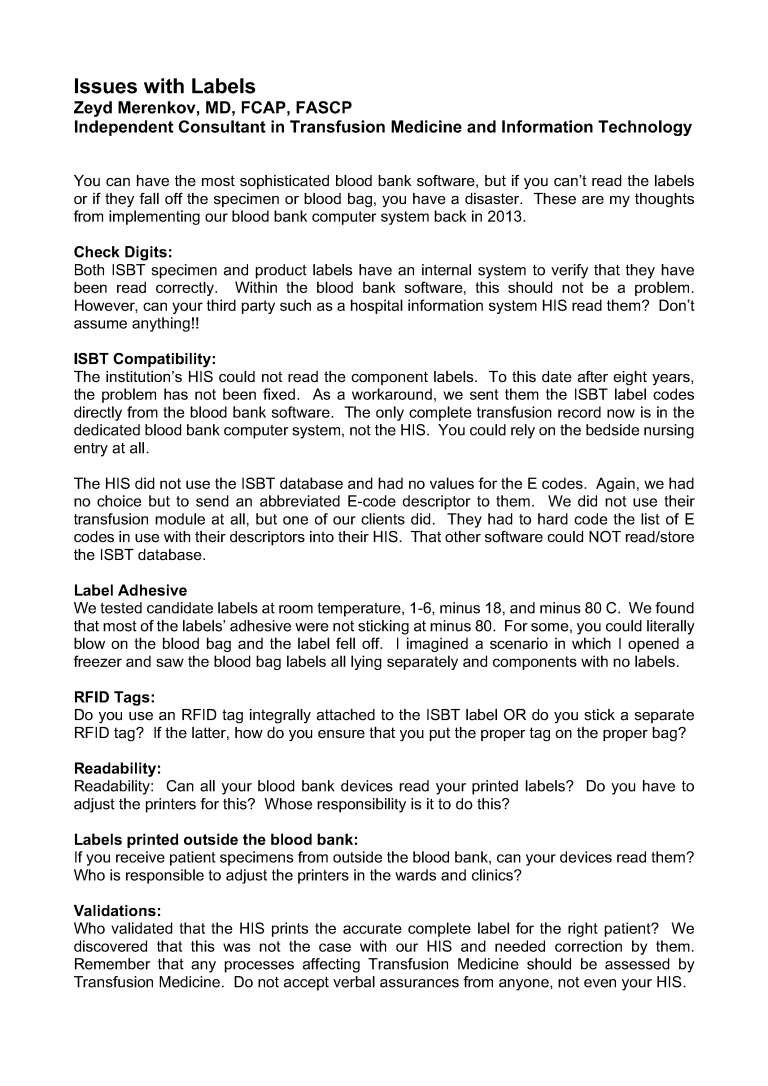 Issues with Labels – Dr. Zeyd Merenkov