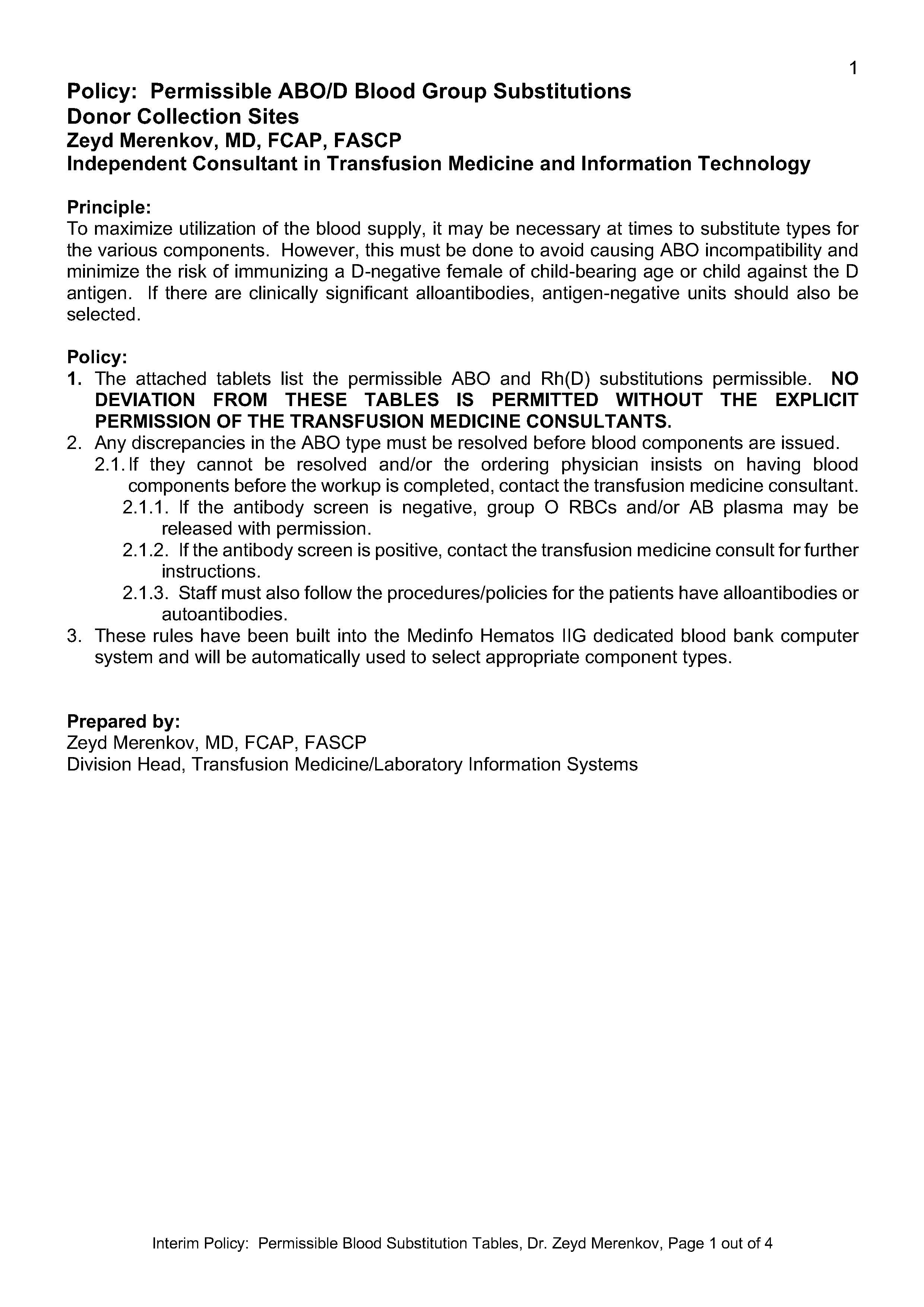 RBC Allocation Rules-Major Blood Types – Dr. Zeyd Merenkov