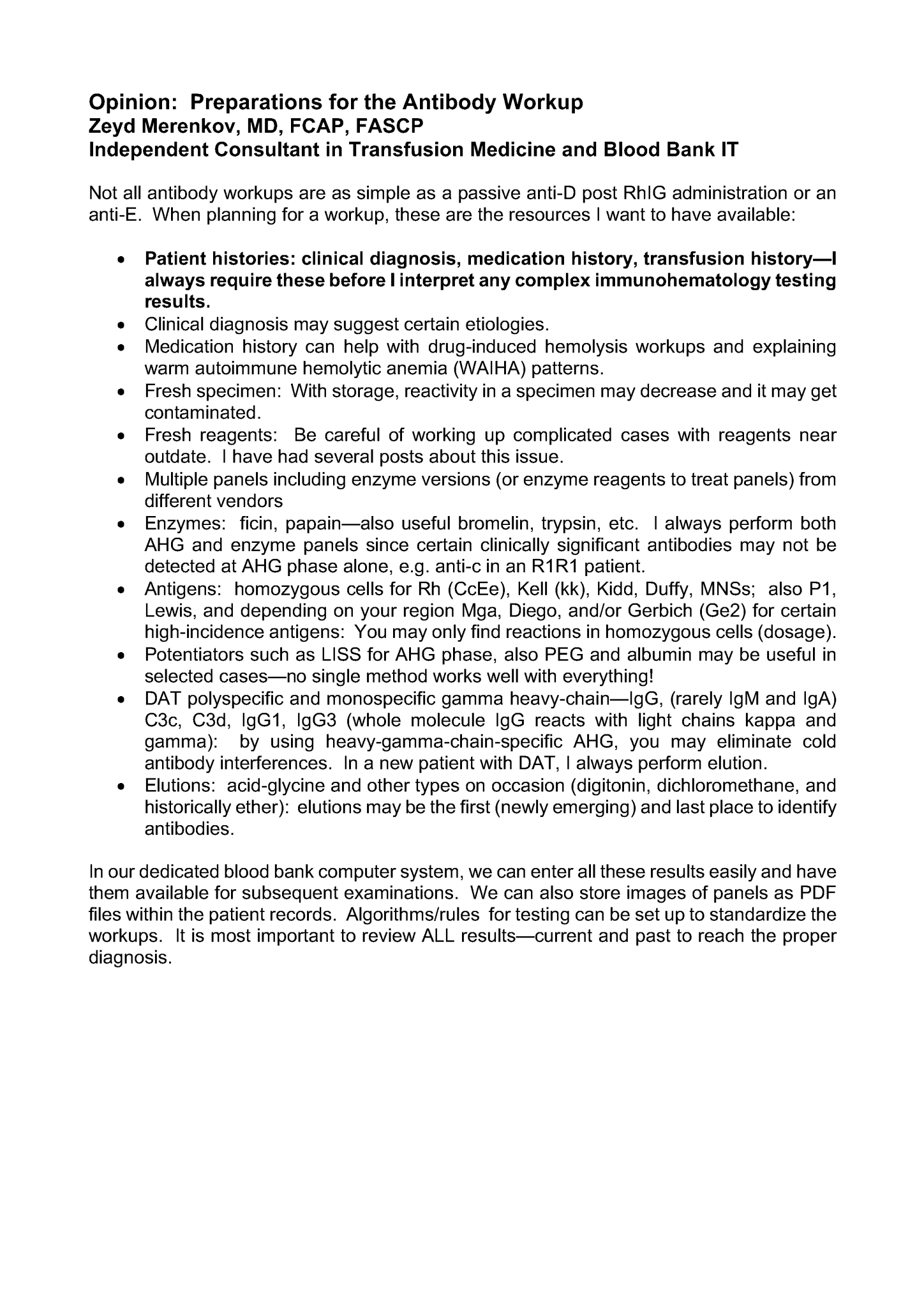 Preparing for the Antibody Workup – Dr. Zeyd Merenkov