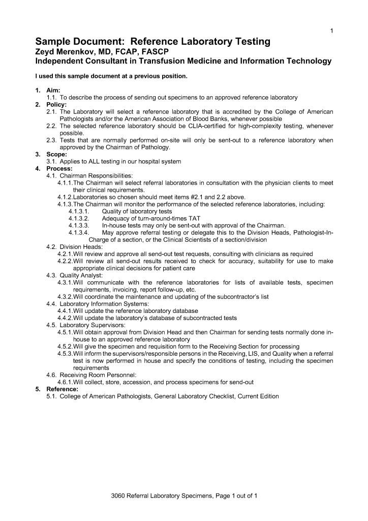 Reference Laboratory Process – Dr. Zeyd Merenkov