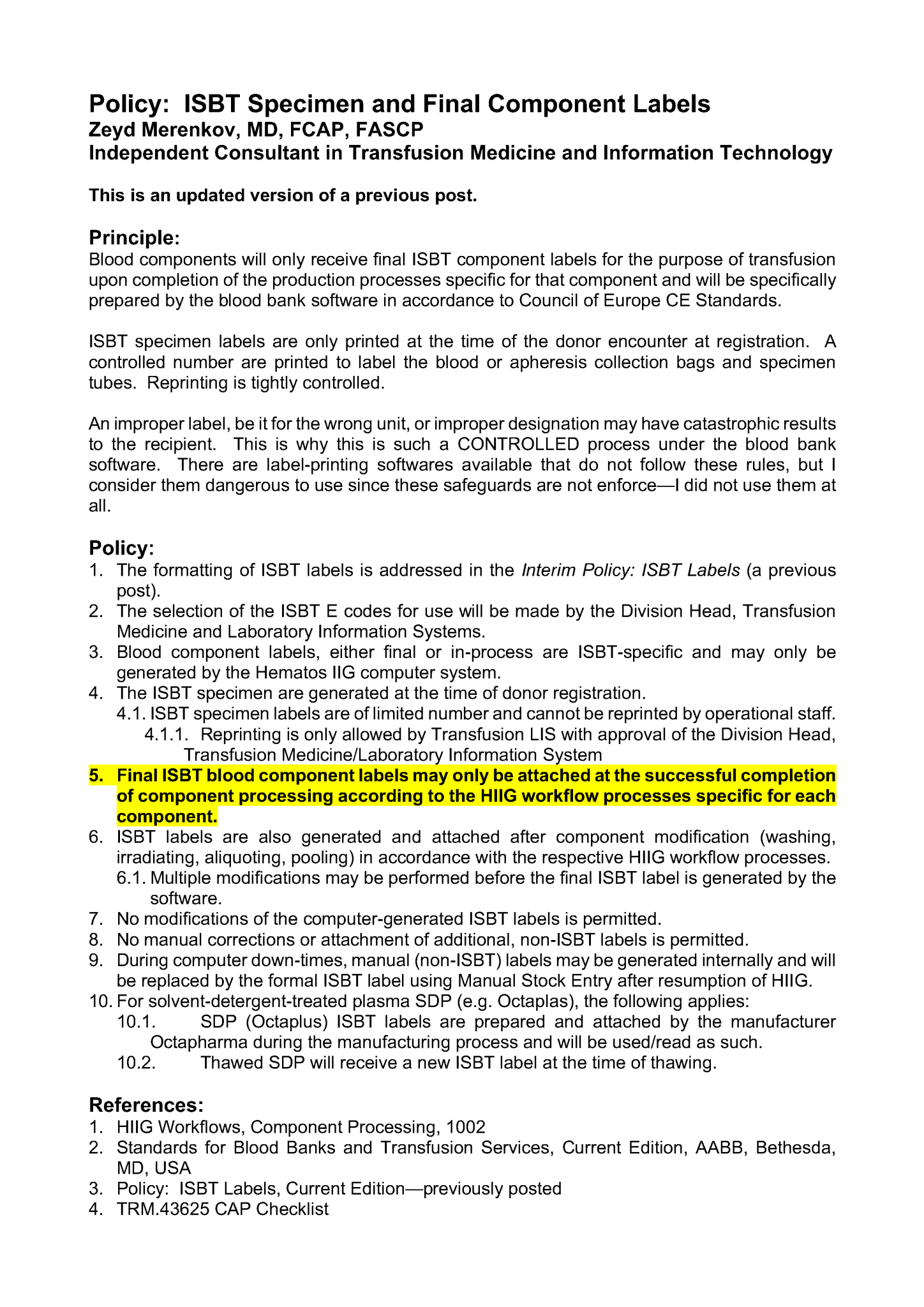 ISBT Specimen Usage – Dr. Zeyd Merenkov