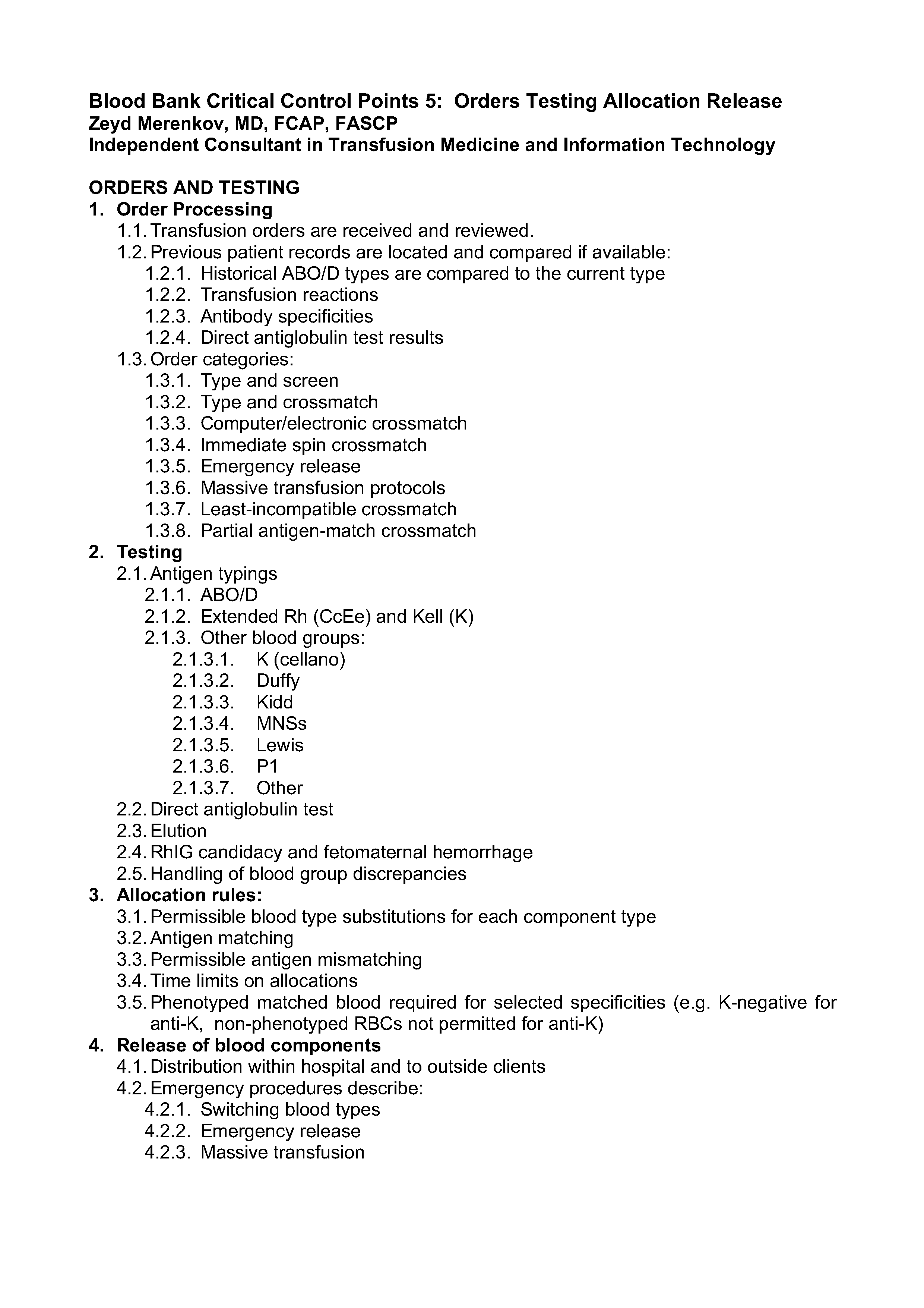 Critical Control Points 5: Ordering Testing Allocation – Dr. Zeyd Merenkov
