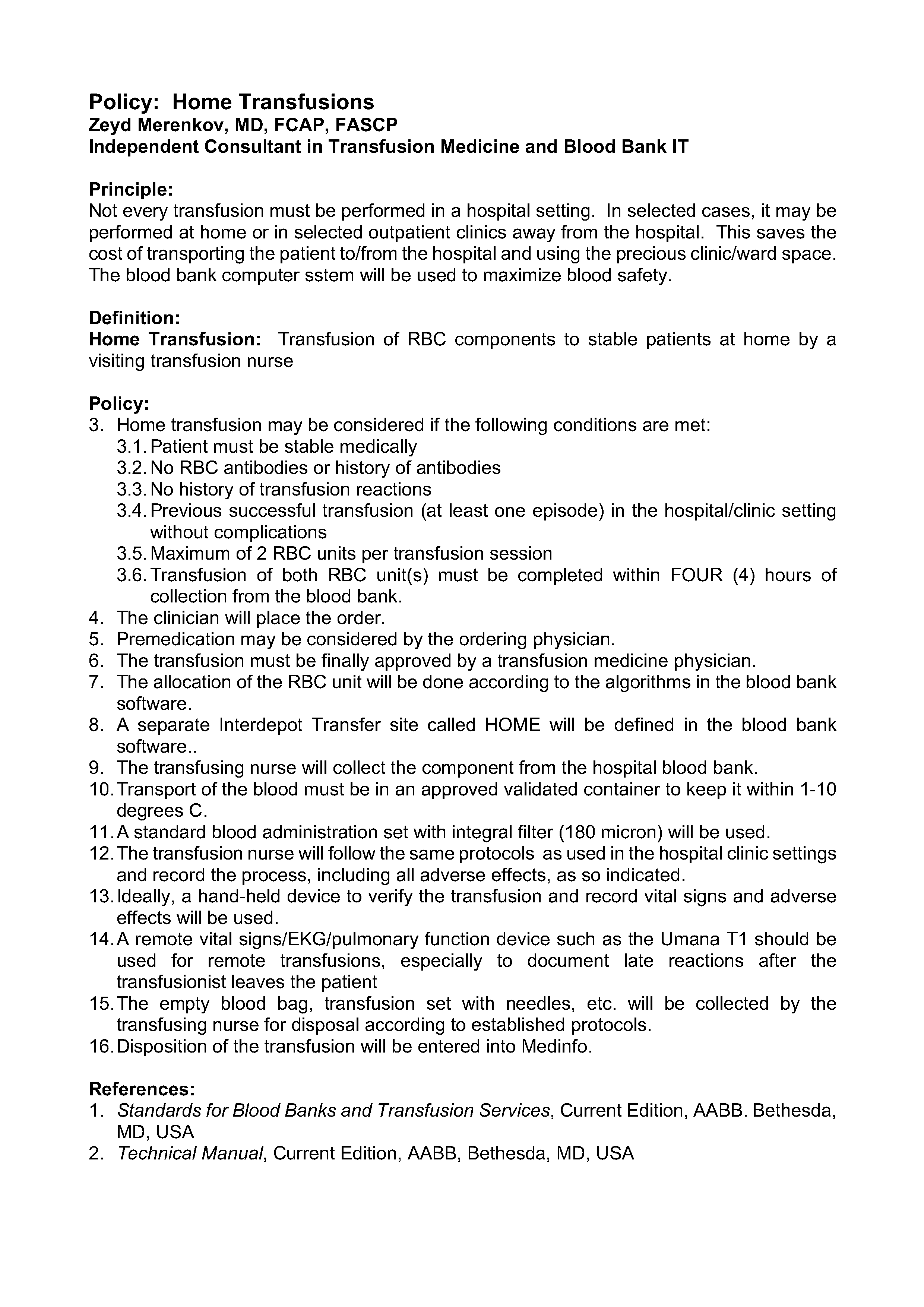 Sample Software Rules for Home Transfusion – Dr. Zeyd Merenkov