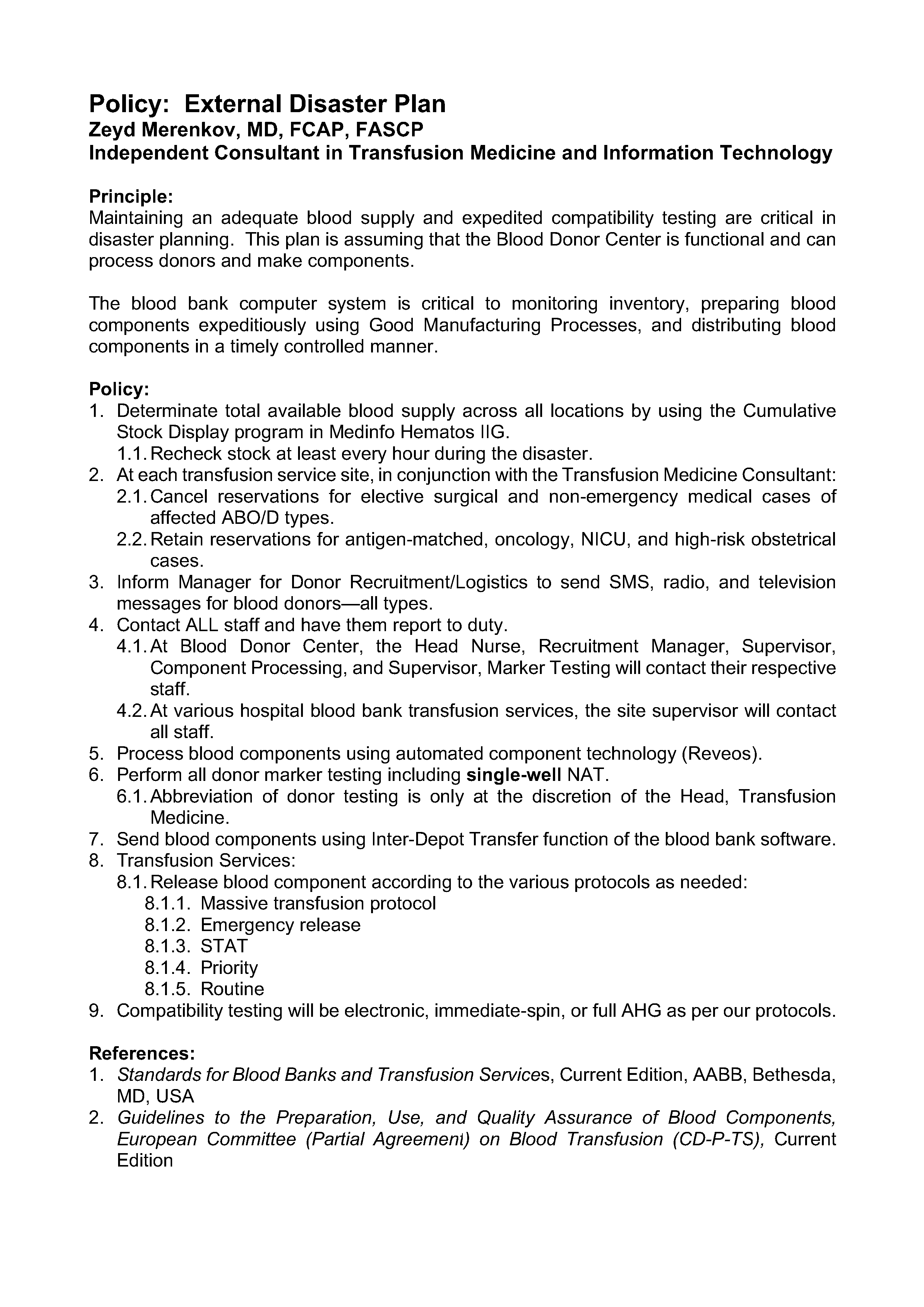 External Disaster Plan in a Nutshell – Dr. Zeyd Merenkov