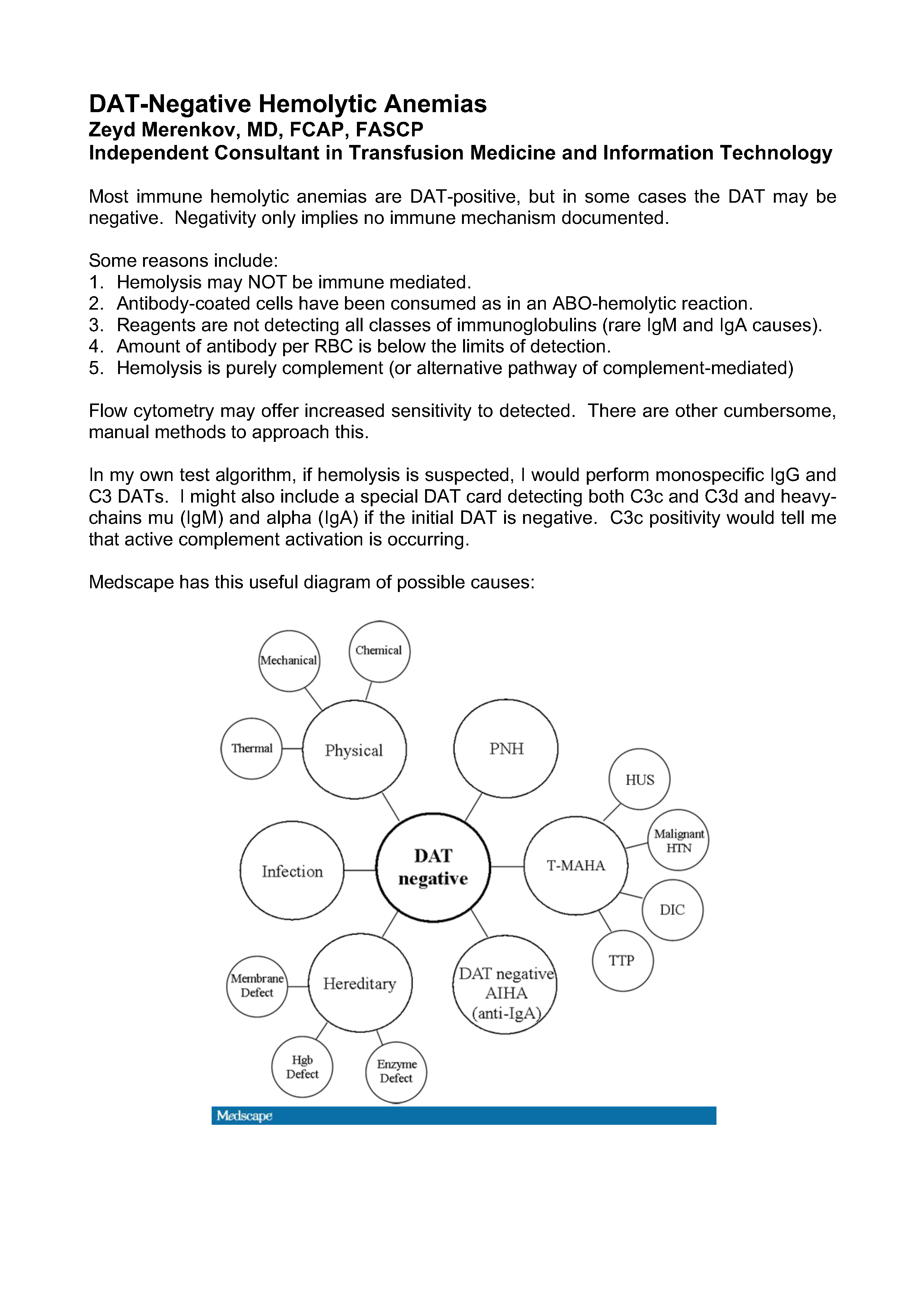 DAT-Negative Hemolytic Anemias – Dr. Zeyd Merenkov