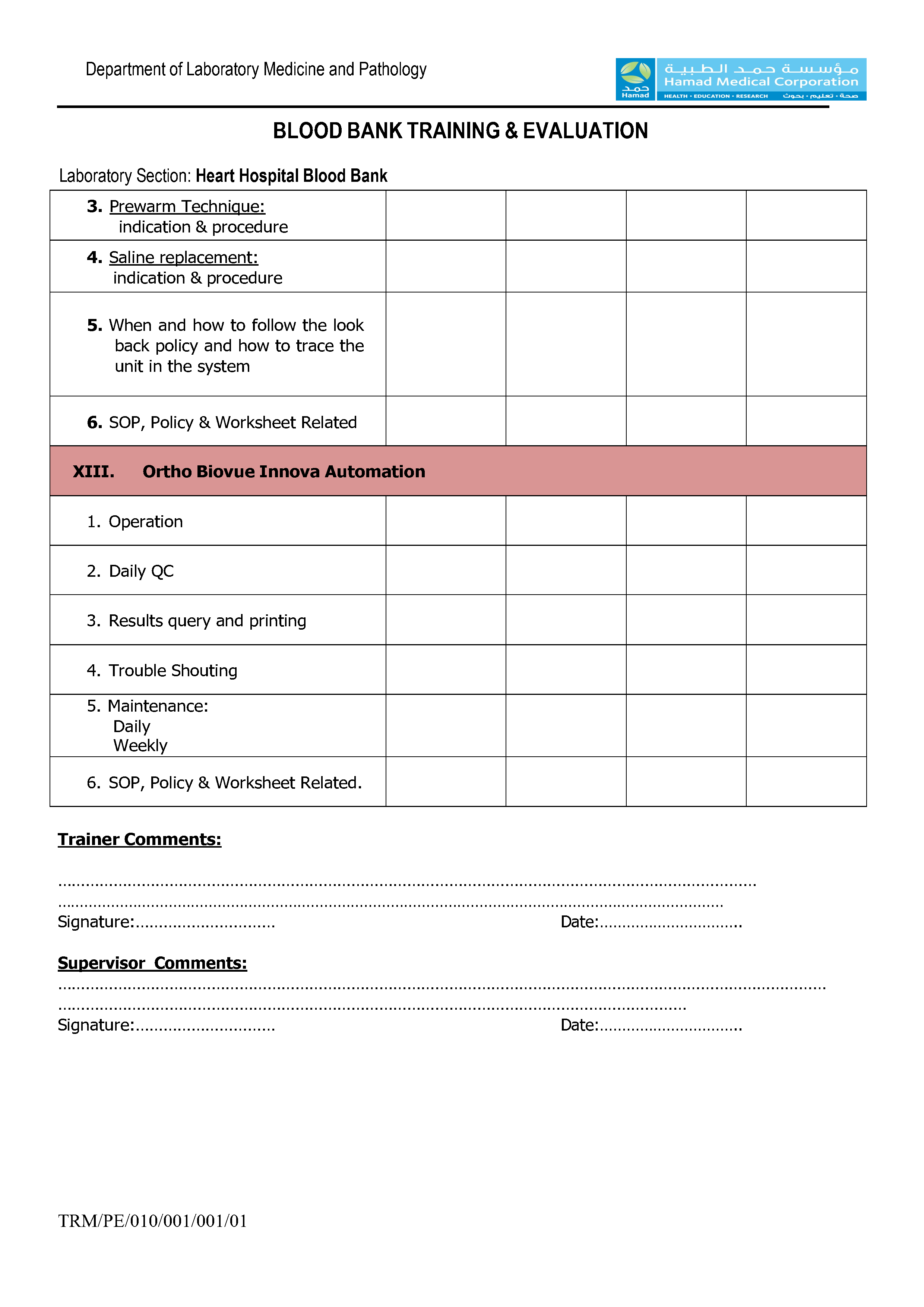 Competency Assessment: Transfusion Service – Dr. Zeyd Merenkov