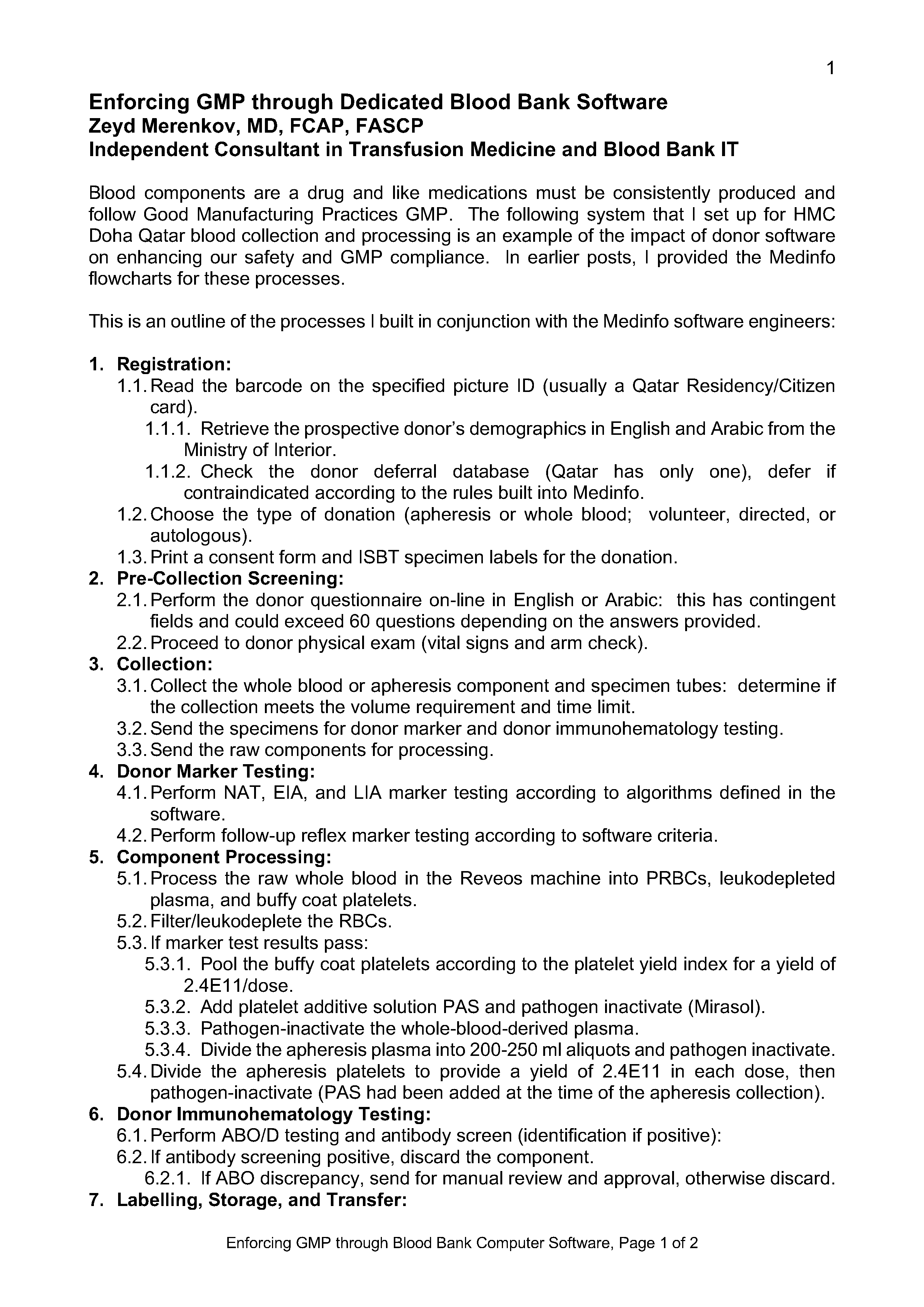 Enforcing GMP through Blood Bank Software – Dr. Zeyd Merenkov