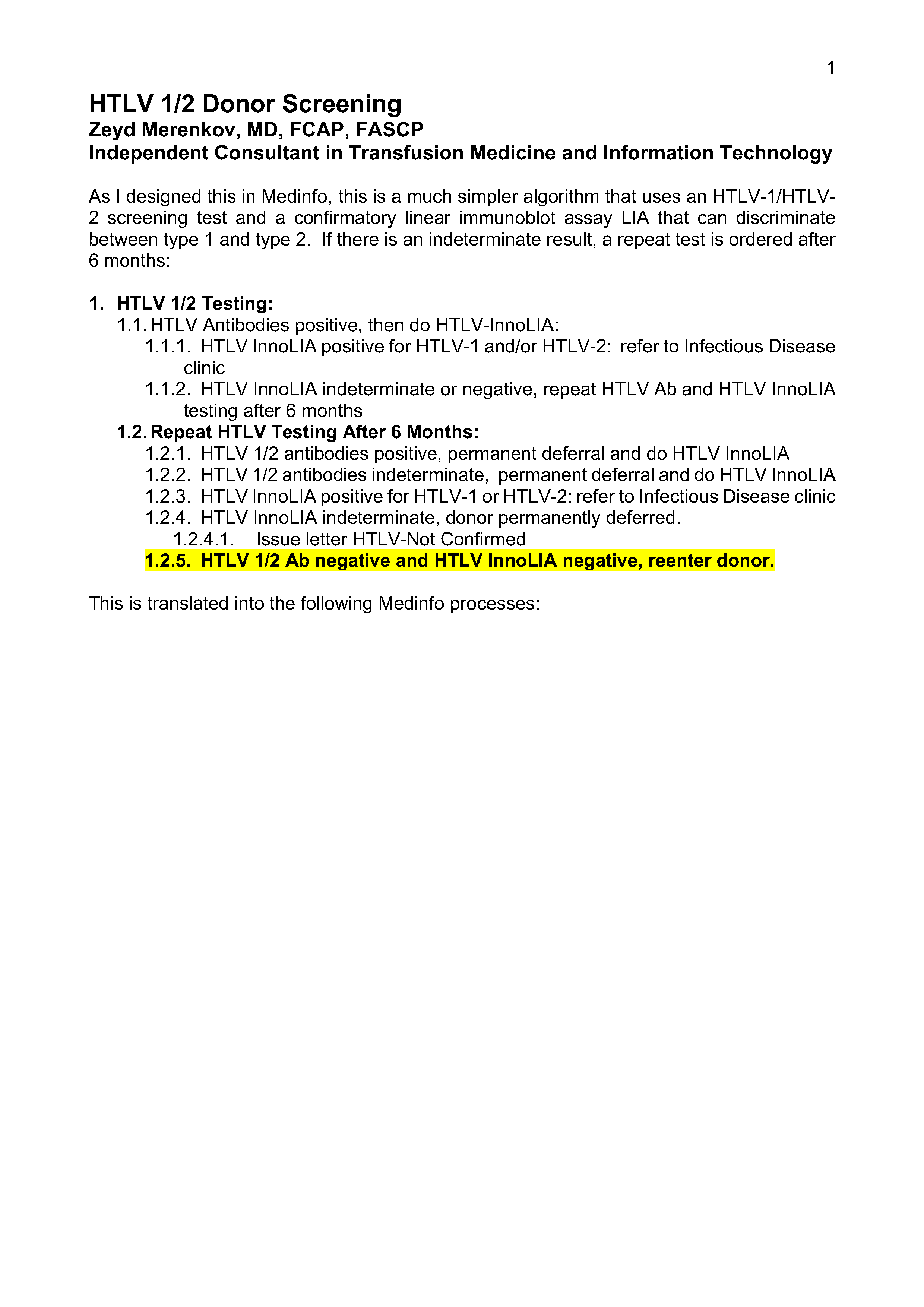 HTLV 1/2 Donor Screening – Dr. Zeyd Merenkov