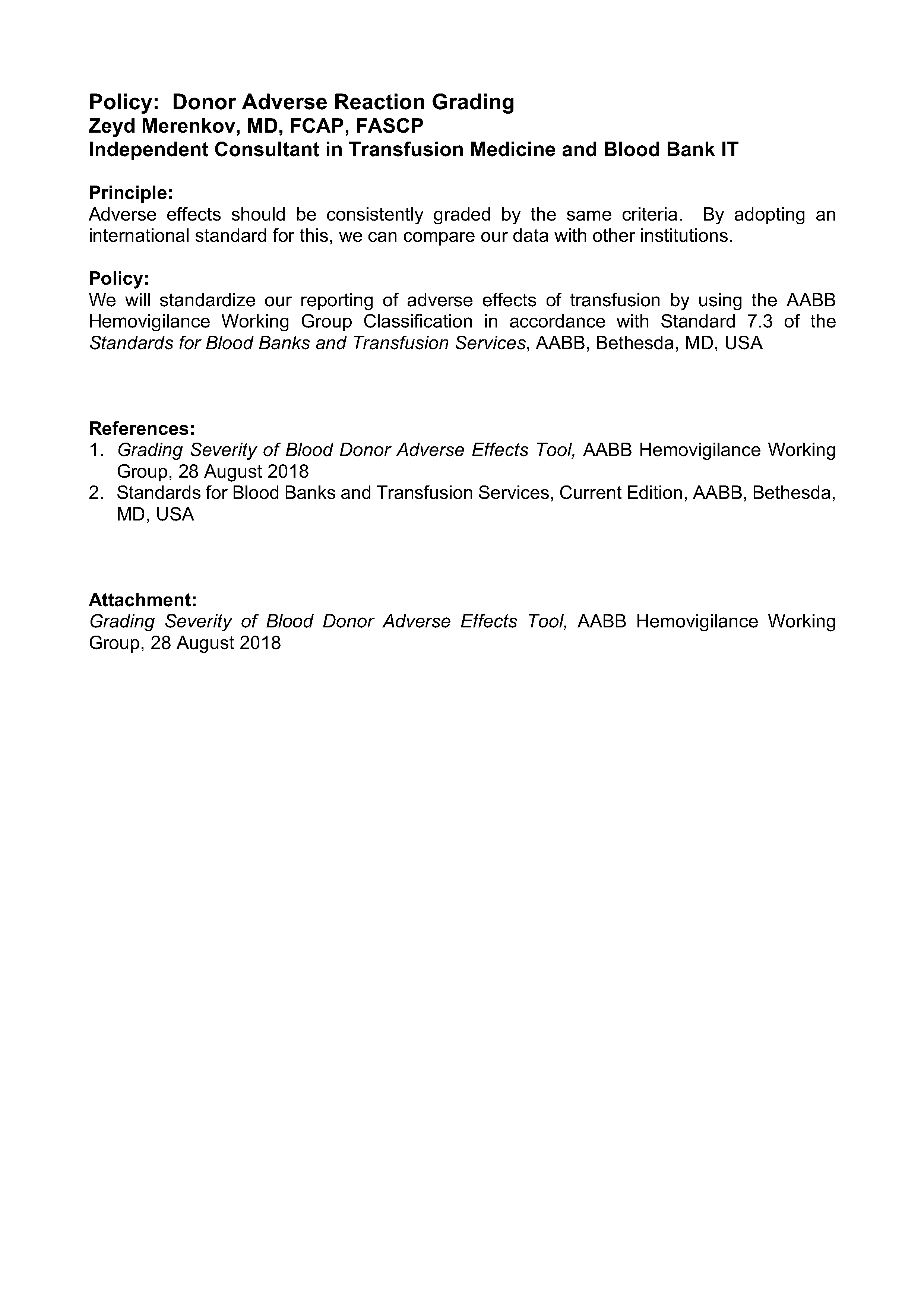 Donor Adverse Reaction Grading – Dr. Zeyd Merenkov