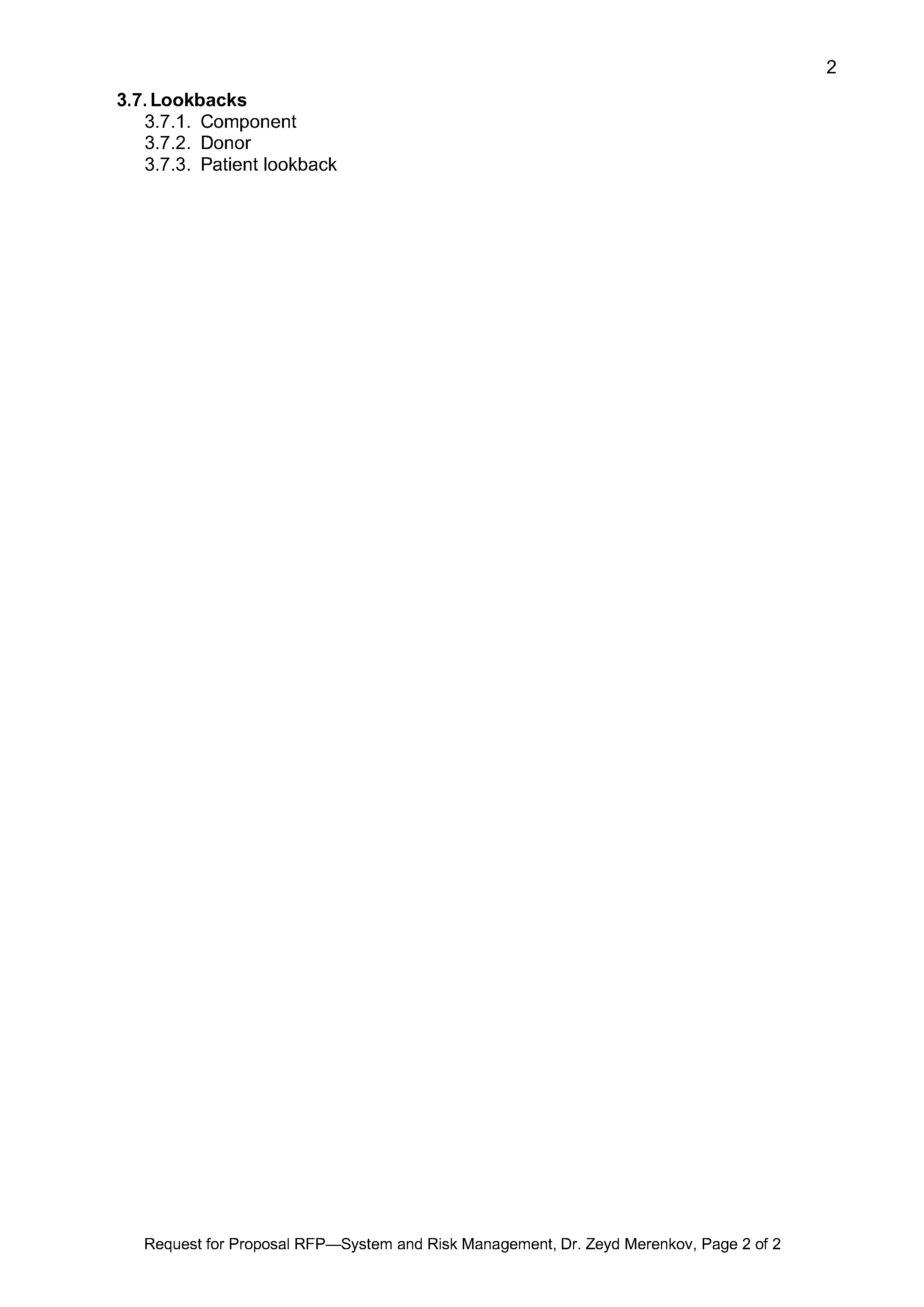 Request for Proposal 10: System and Risk Management – Dr. Zeyd Merenkov